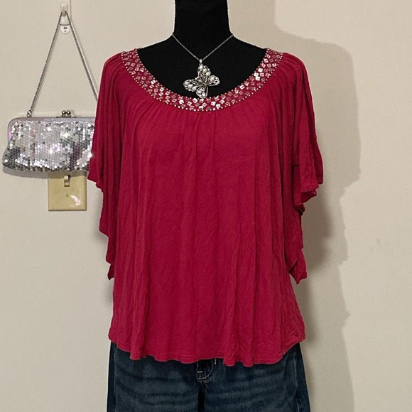 Design History | Tops | Design History Y2k Bat Wing Top With Sequin ...